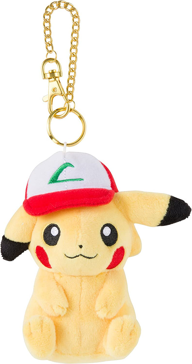Pikachu with Ash Ketchum (Satoshi) Hat - Pokemon Center Plush Keychain ...