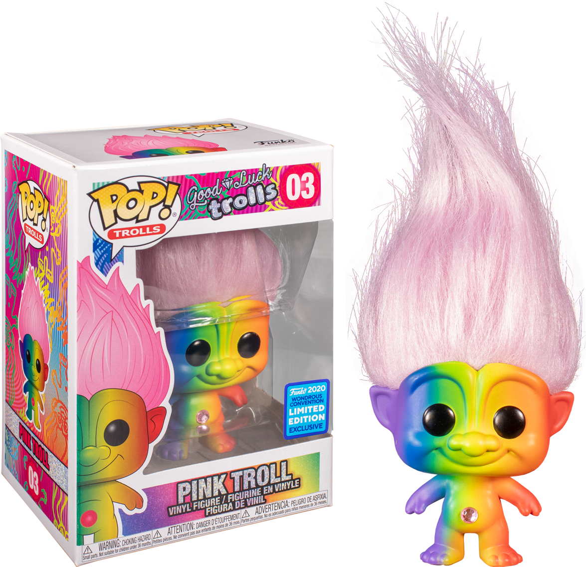 WonderCon 2020 Exclusive Pop!: Trolls - Good Luck Trolls PINK Hair Tro ...
